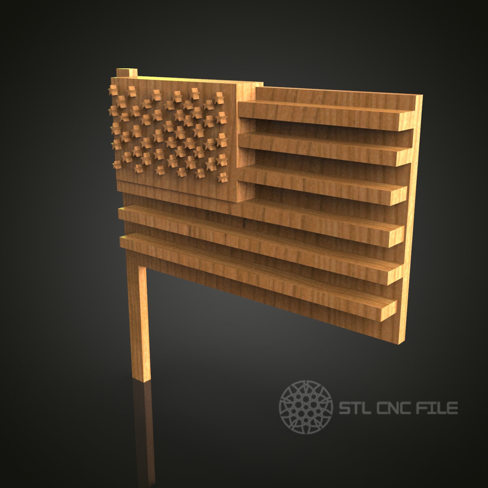 Wooden American Flag STL Model for CNC Router Engraver, Wall Decor ...