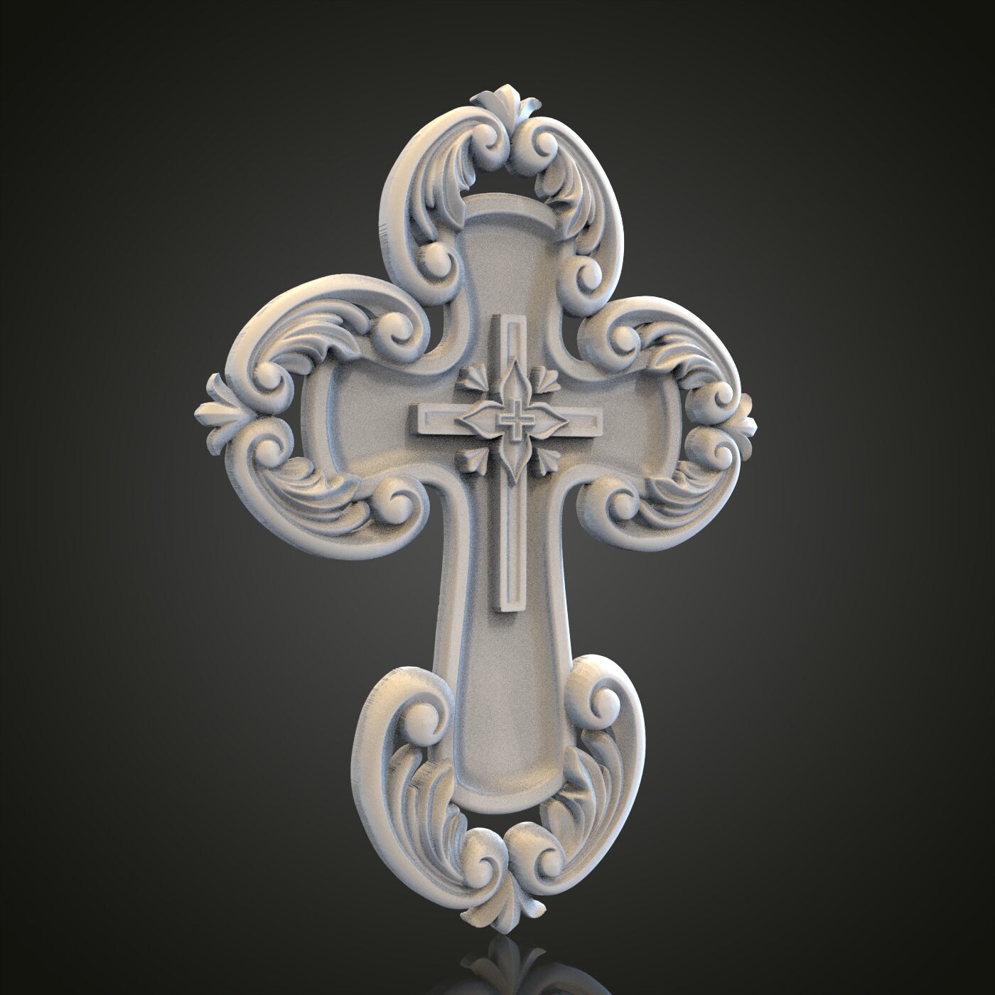 Ornate Cross Relief STL Model for CNC Router Engraver, Artcam, Aspire ...