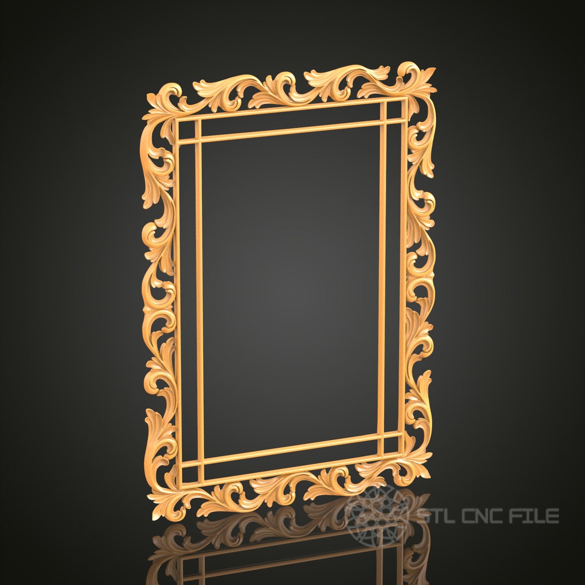 Ornate Scrollwork 3D Frame STL Model for CNC Router Engraver, Artcam, Aspire, Wood Decor, 3D ...