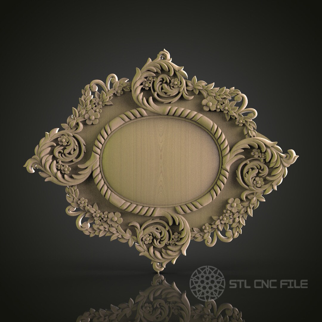 Ornate Floral Oval Frame CNC Router File - STL for 3D Printing and Wood ...