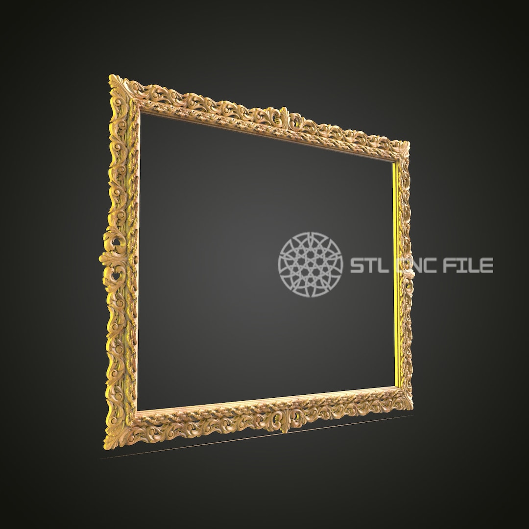 Classic Rococo Mirror Frame STL File for CNC Routers, Luxurious Wall ...