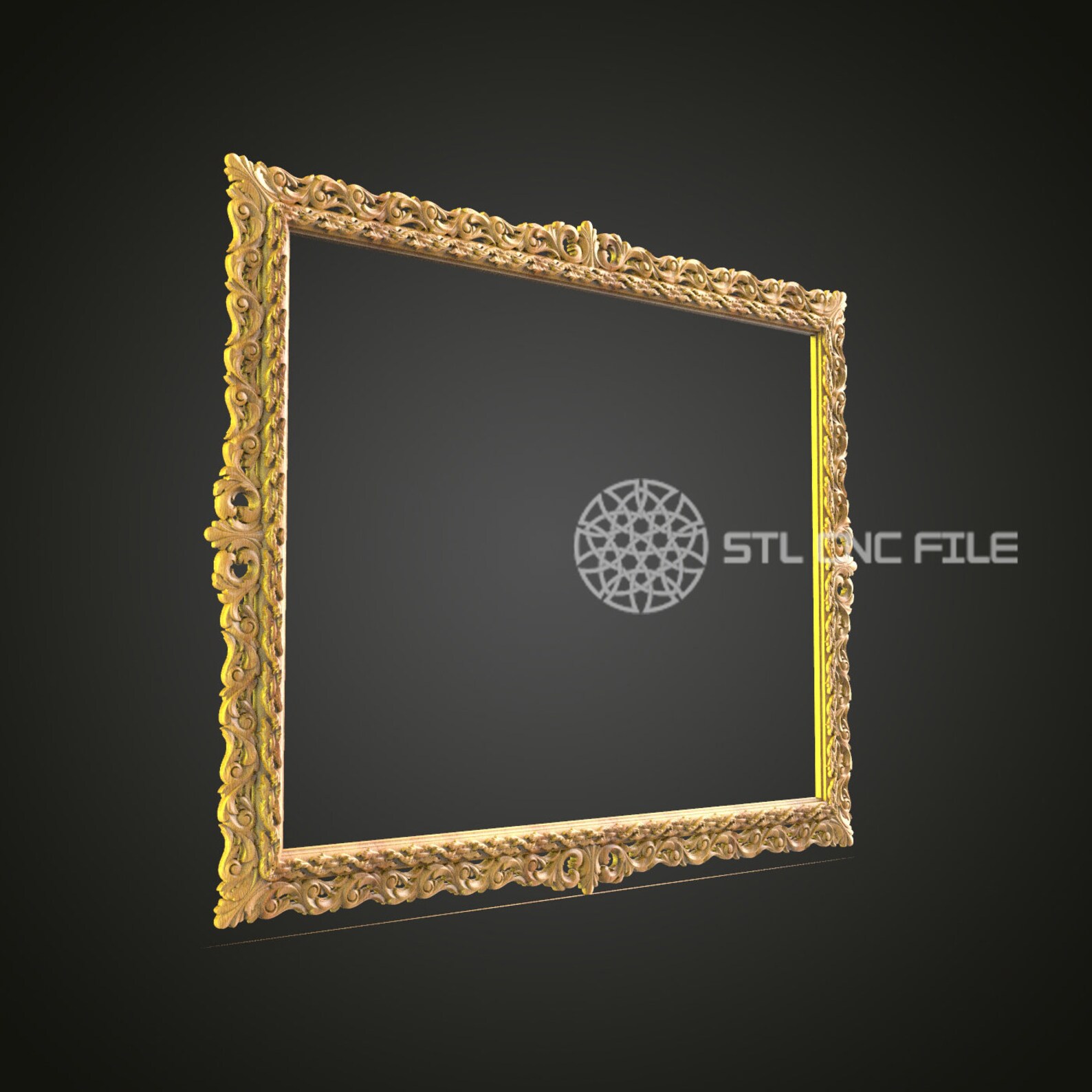 Classic Rococo Mirror Frame STL File for CNC Routers, Luxurious Wall ...