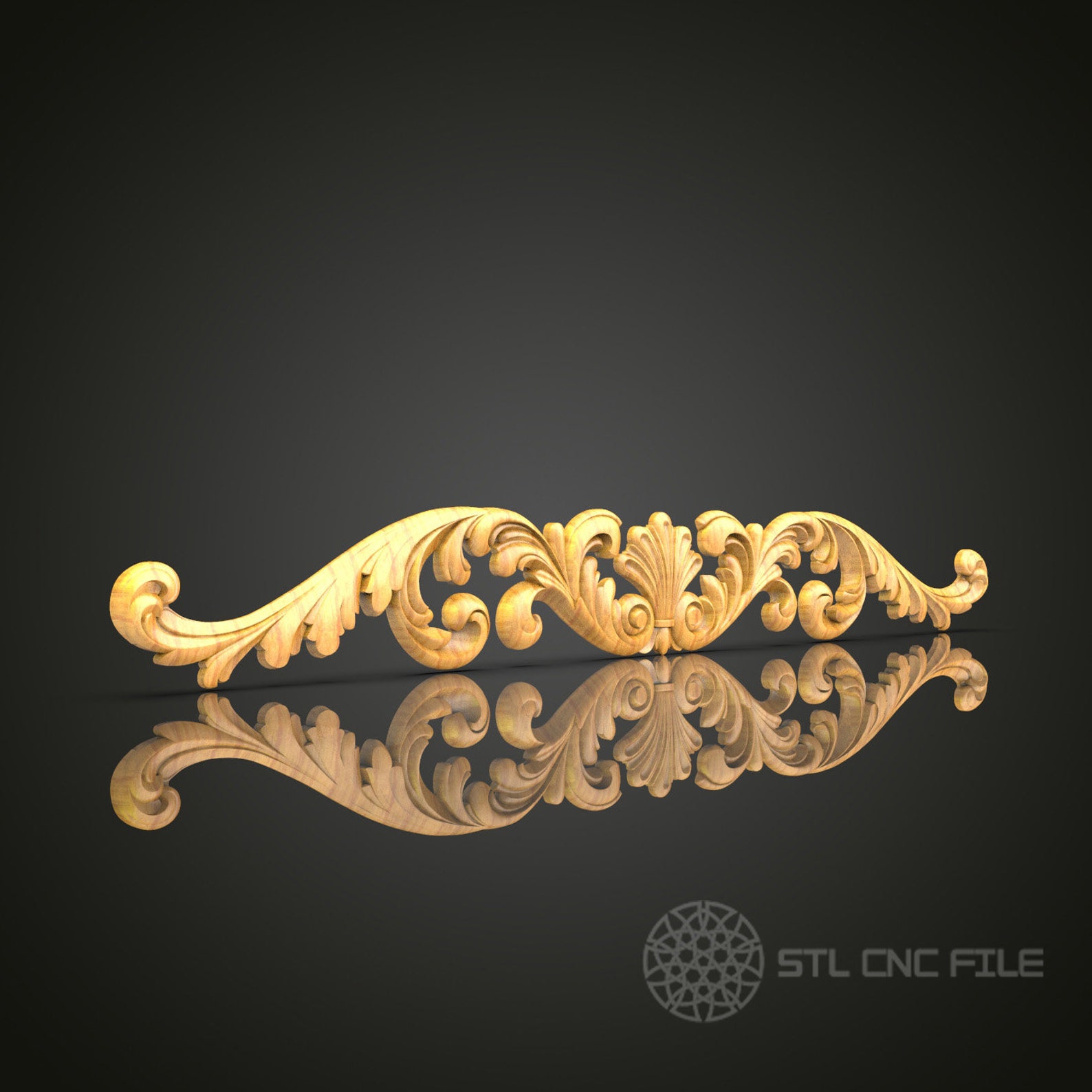 Opulent Golden Scrollwork CNC Router Engraver STL Model – Perfect for Artcam & Aspire, Ideal for ...