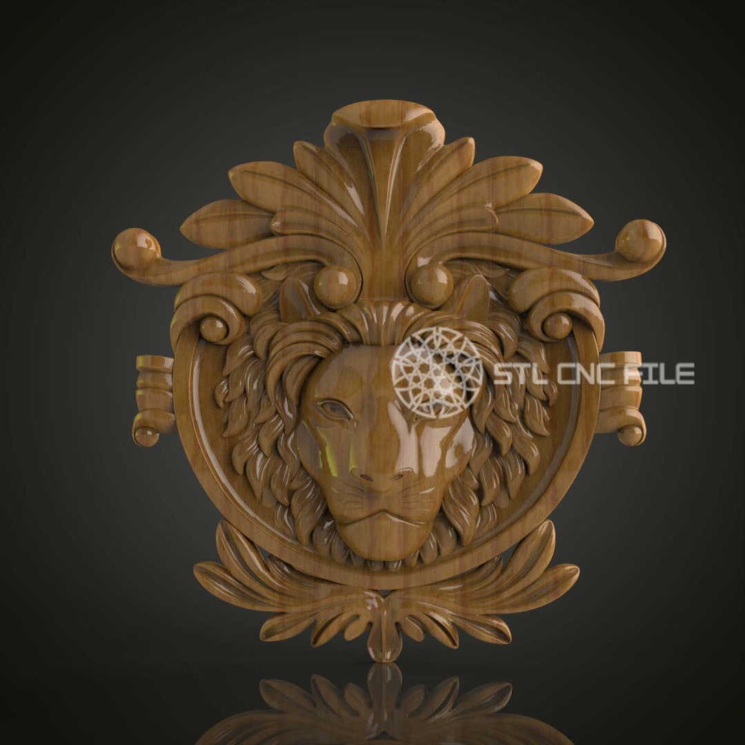 Heraldic Lion Crest 3D STL Model: CNC Engraving, Wood Art - Etsy