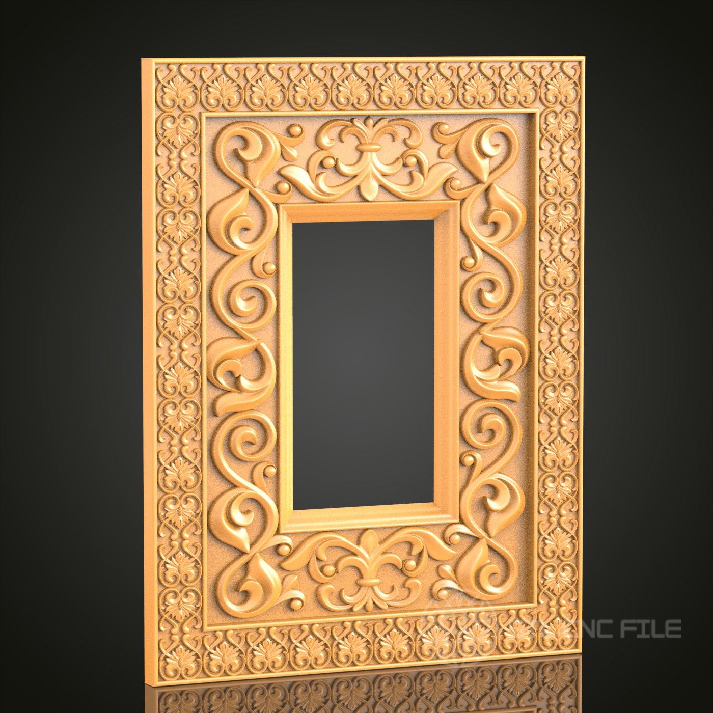 Decorative Scroll and Floral Border Frame STL Model – Ideal for CNC and ...