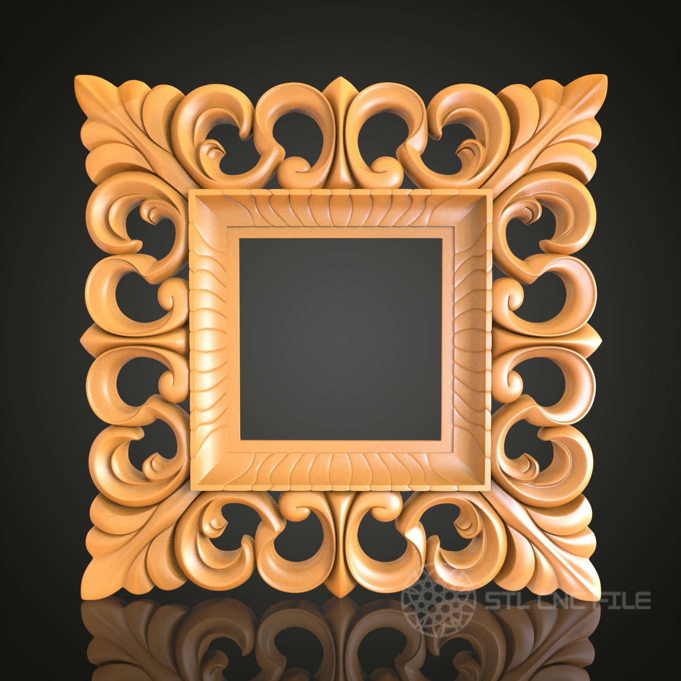 Square Ornate Decorative Frame STL Model for CNC Router Engraver, 3D ...