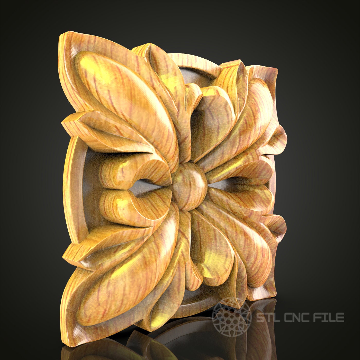 Ornamental Floral Wood Carving STL File, CNC Router, Artcam Aspire ...