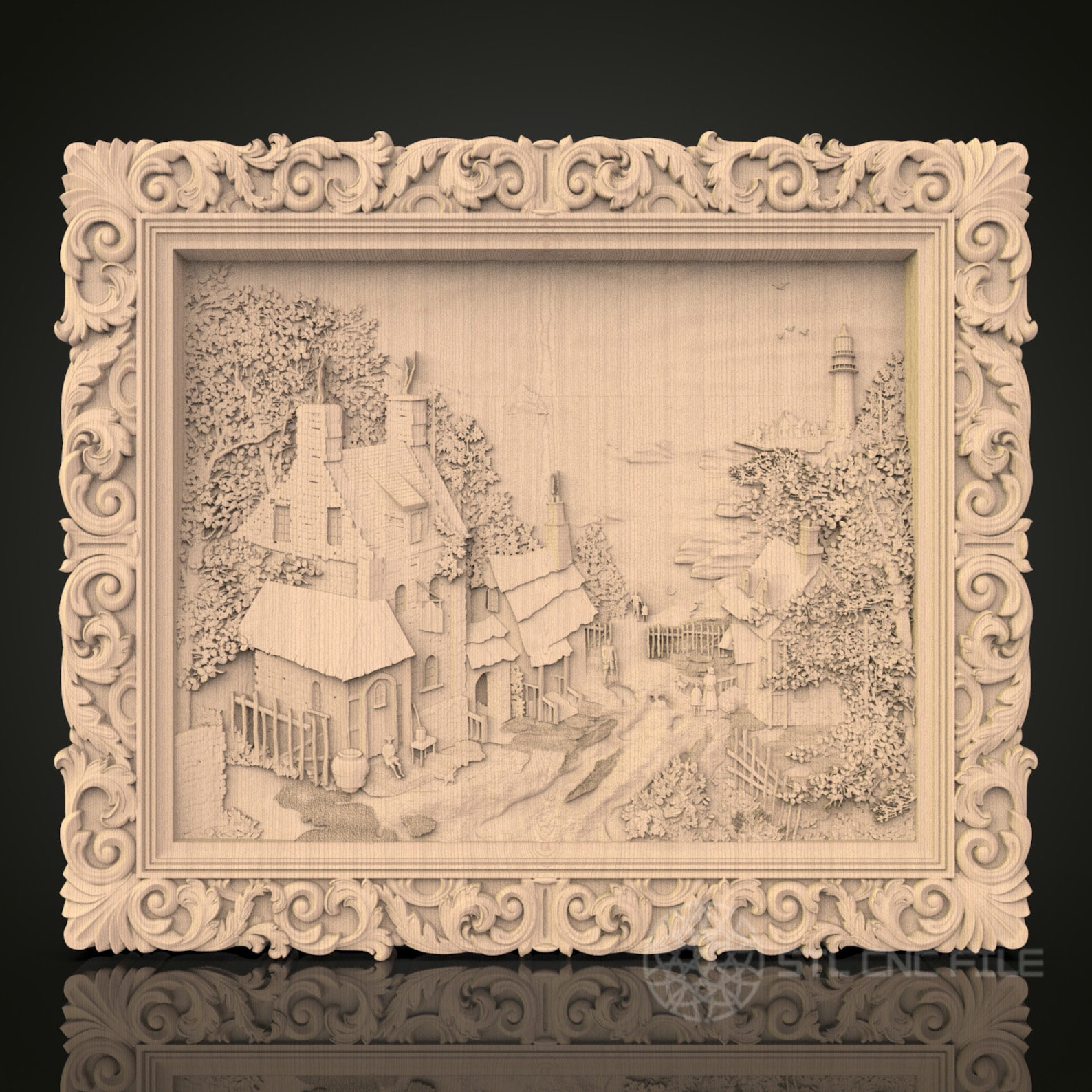 Victorian Village Scene 3D CNC Router Engraver File, STL Model for ...