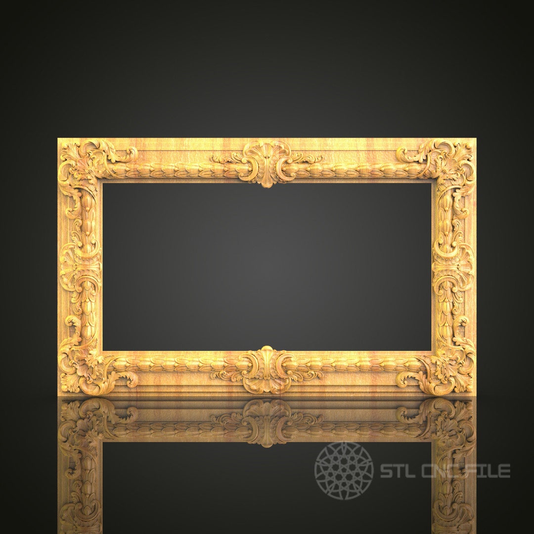 Elaborate Baroque-style Mirror Frame STL Model for CNC Router ...