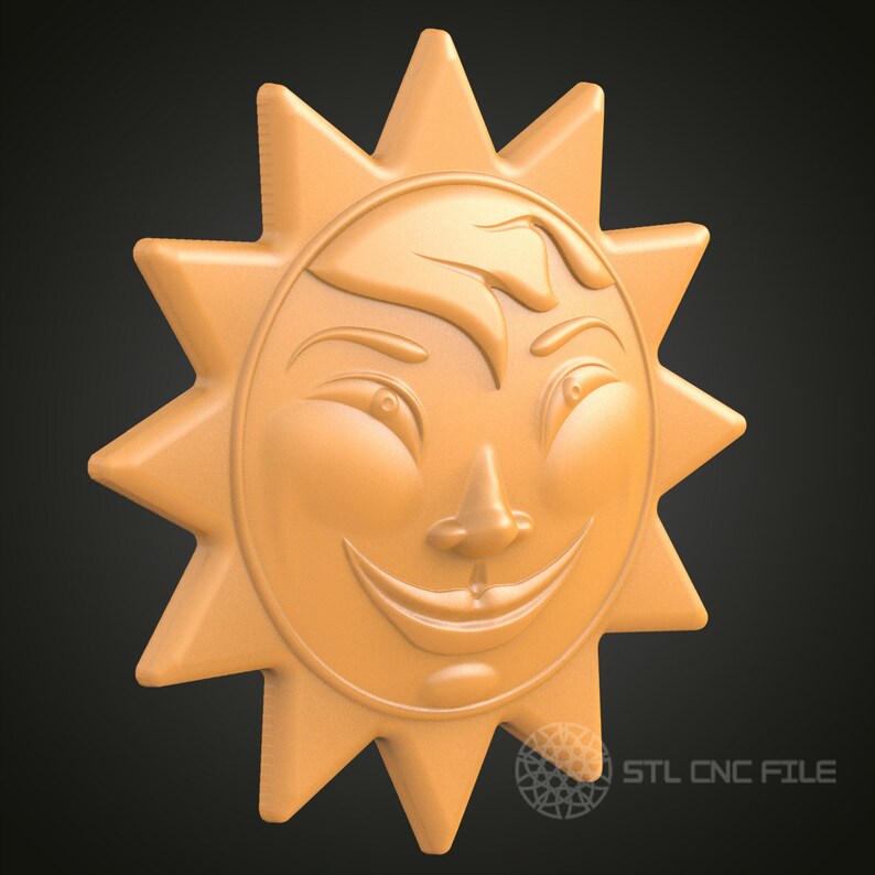 Smiling Sun STL Model for CNC Router Engraver, Artcam, Aspire, 3D ...