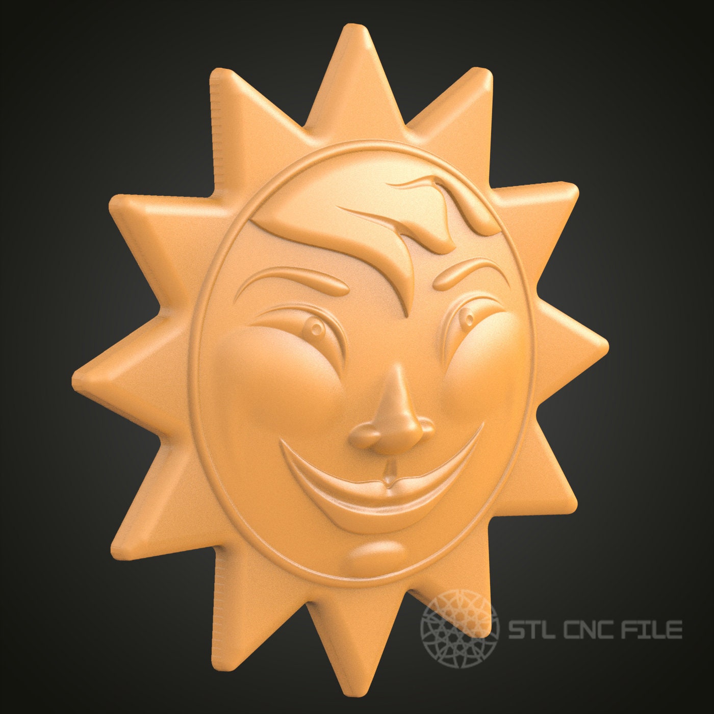 Smiling Sun STL Model for CNC Router Engraver, Artcam, Aspire, 3D ...