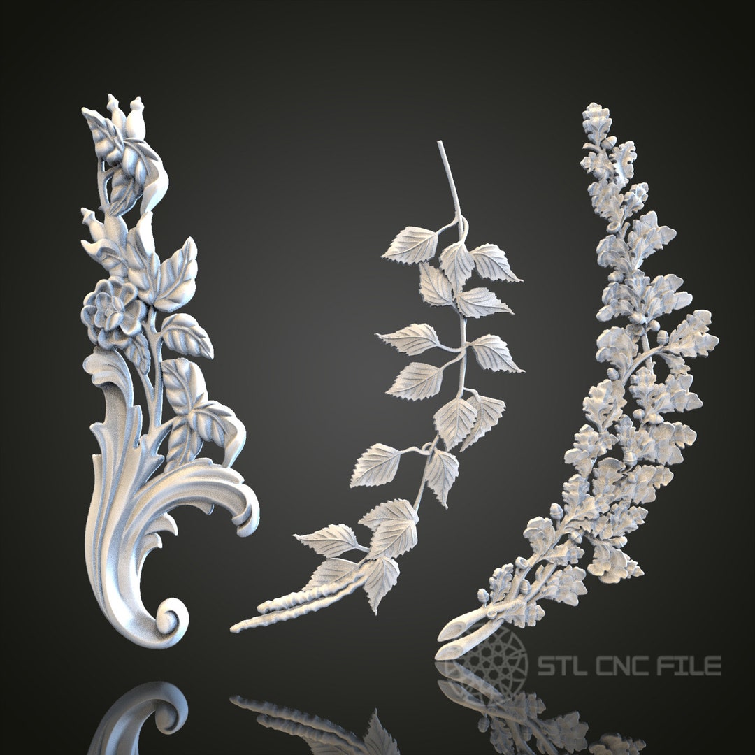 Floral Vine Collection STL Models for CNC Router Engraver, Artcam ...