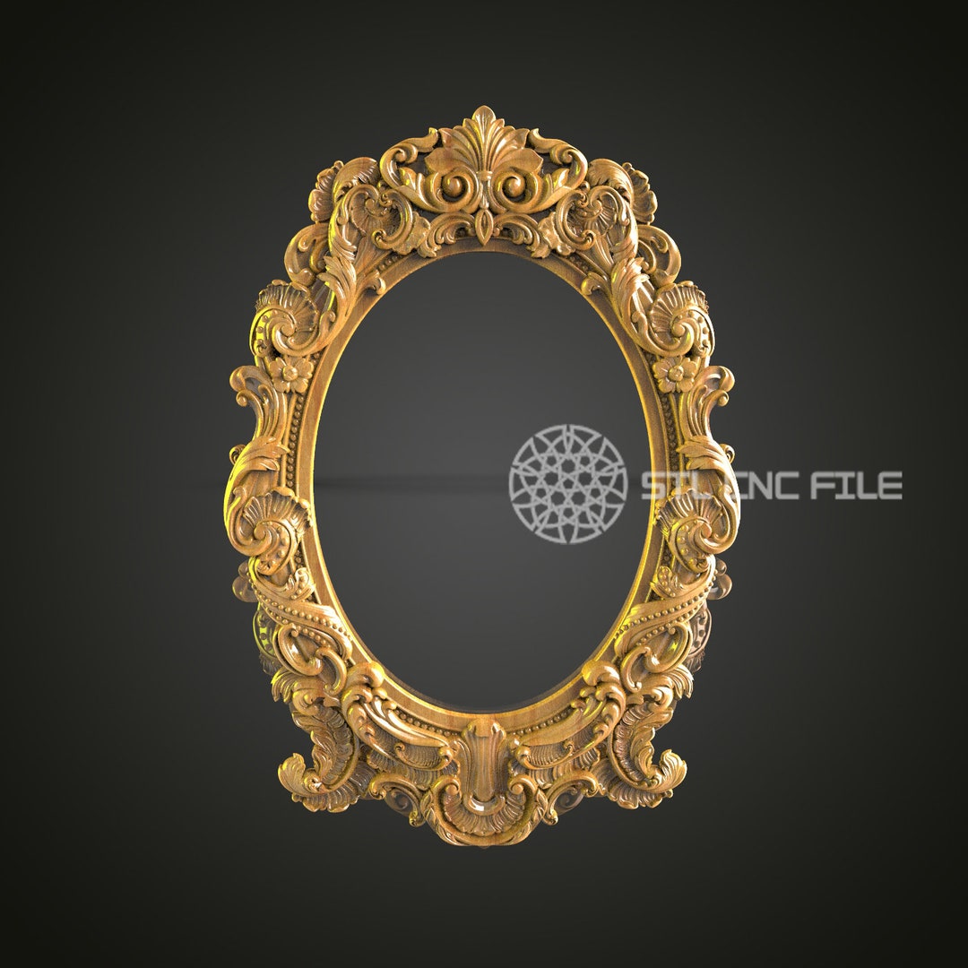 Exquisite Rococo Golden Mirror Frame STL for CNC Wood Carving – Artcam ...