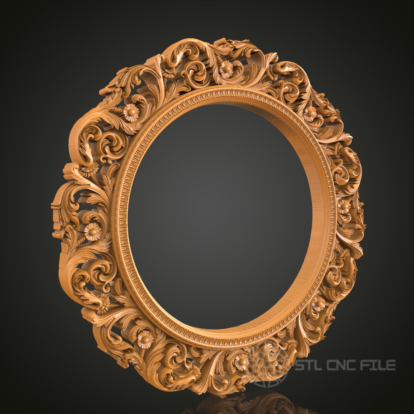 Ornate Round Frame 3D Relief Art for CNC Router, Artcam, Aspire, Wall ...