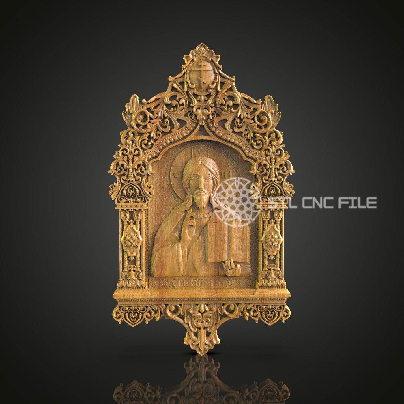 Ornate Religious CNC Router Engraved Wood Panel - Gothic Architecture ...