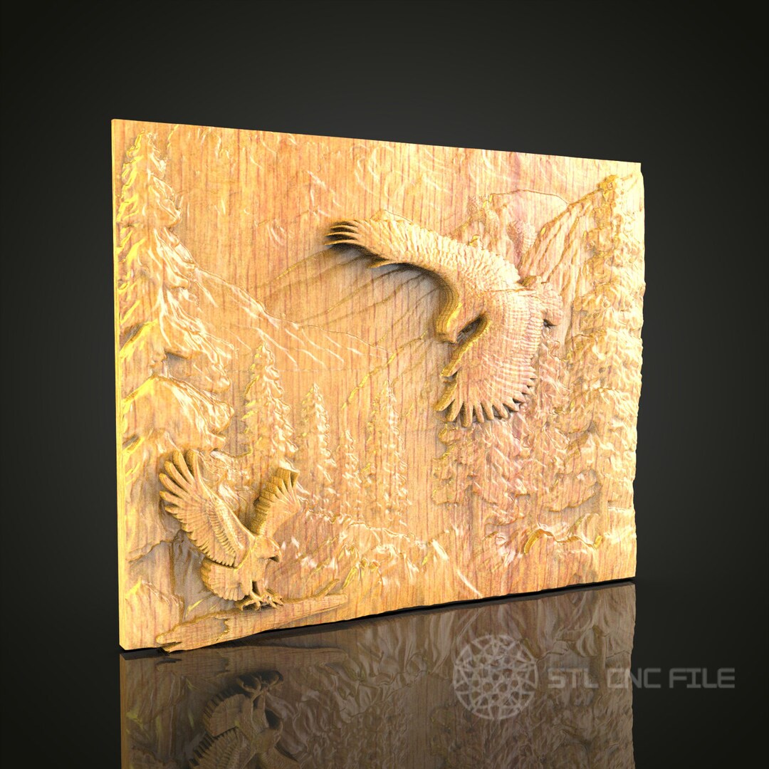 Forest Hawks 3D Relief Model for CNC Birds of Prey Wood Carving, Art ...