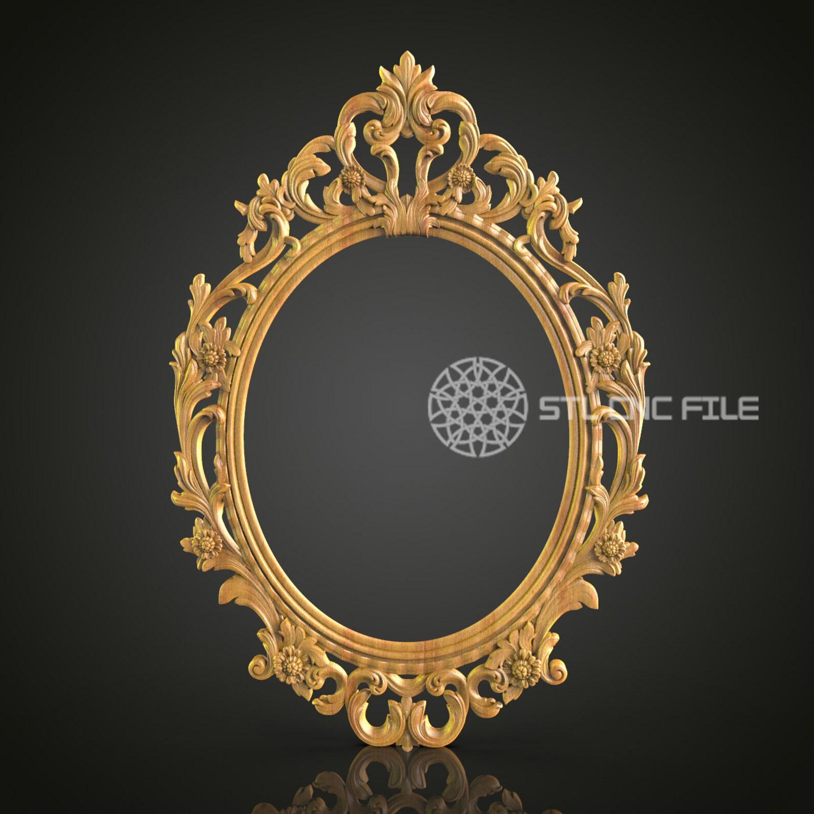 Luxurious Golden Baroque Frame STL File - Ideal for CNC Routers and ...