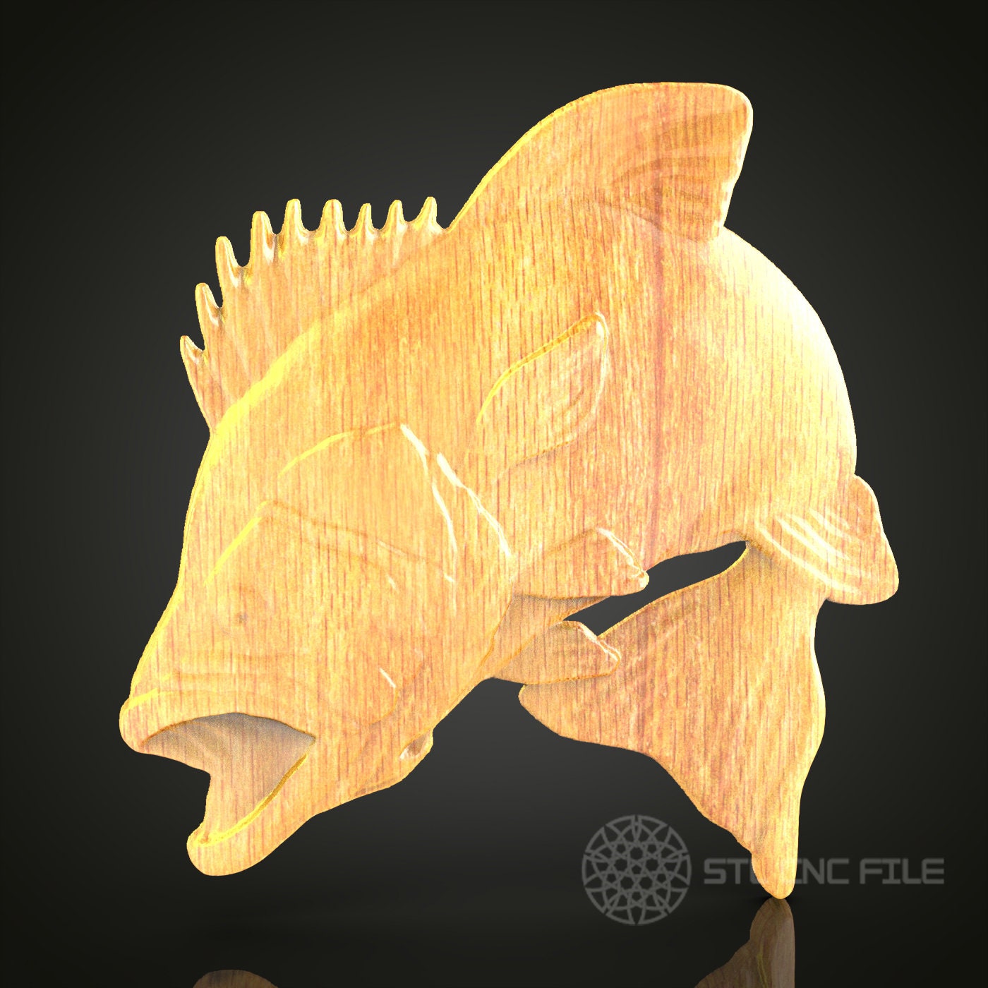 Fish Bass Relief STL Model for CNC Router Engraving - Wood Art Wall ...