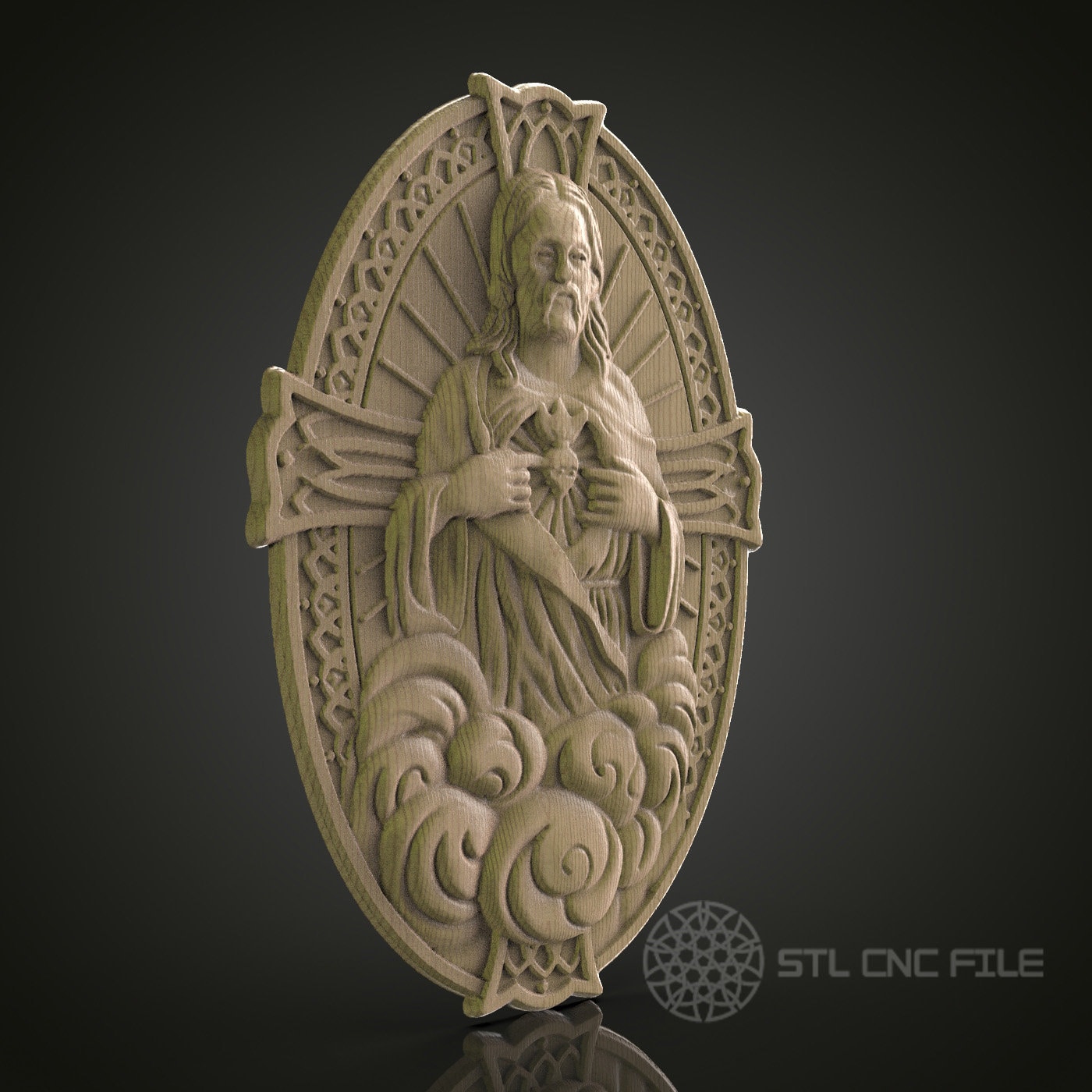 STL Model of Jesus Sacred Heart, CNC Router Engraver, Artcam, Aspire ...