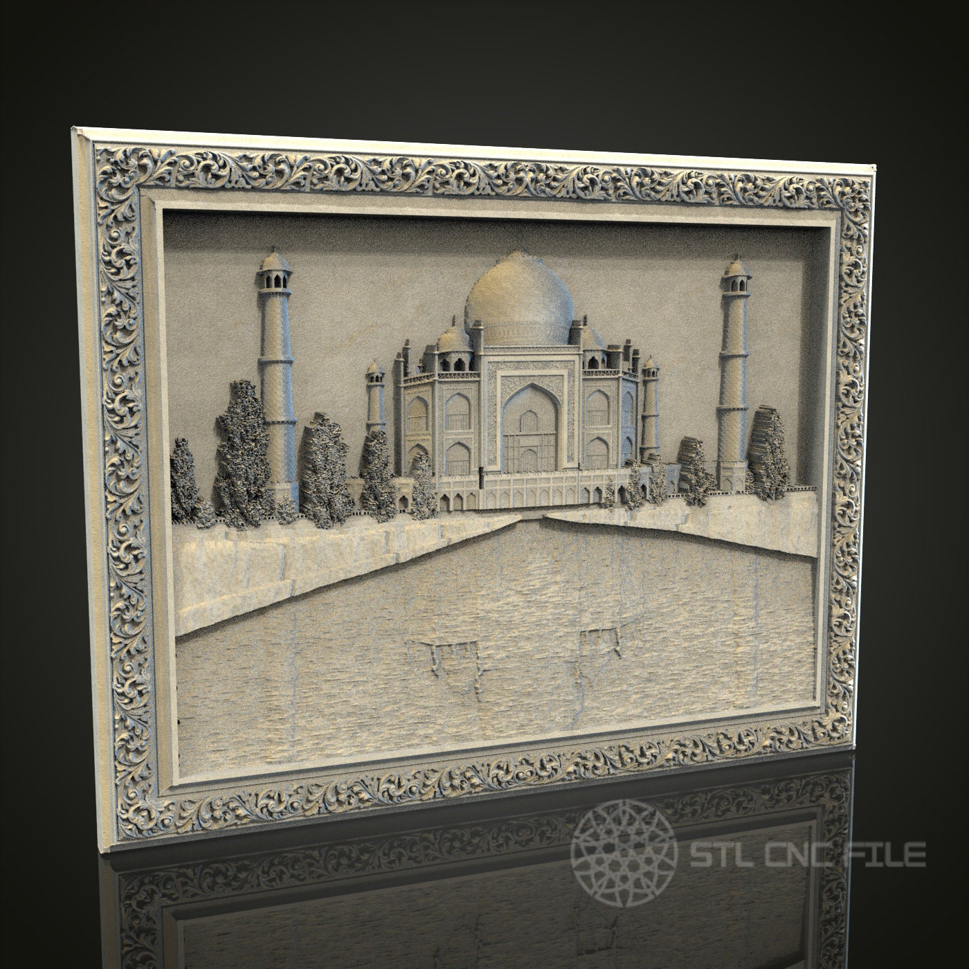 Taj Mahal 3D STL File for CNC and 3D Printing, Detailed Architectural Model, Artcam Aspire ...