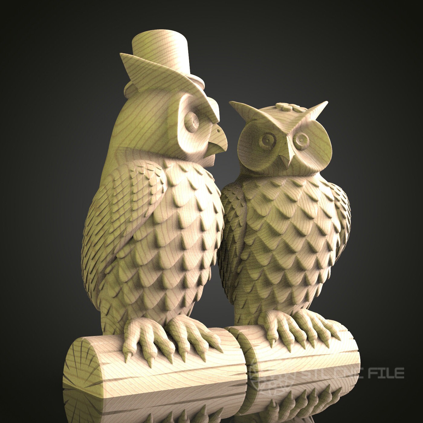 Victorian Dressed Owls 3D Model STL File, Quirky Owl Couple for CNC ...