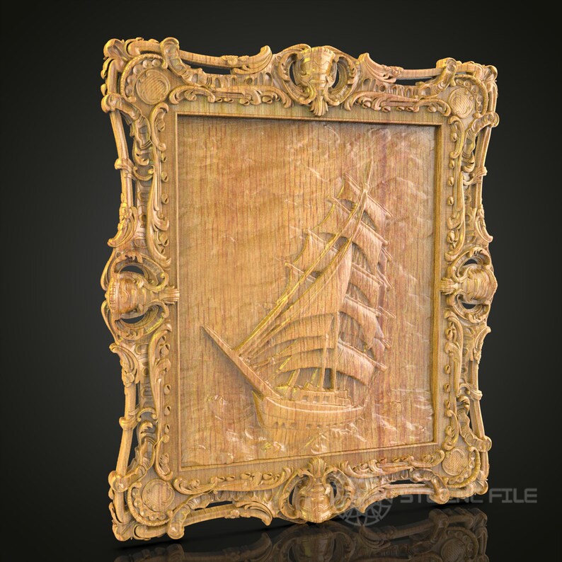 Sailing Ship 3D STL Model - CNC Router File for Nautical Wood Carving ...