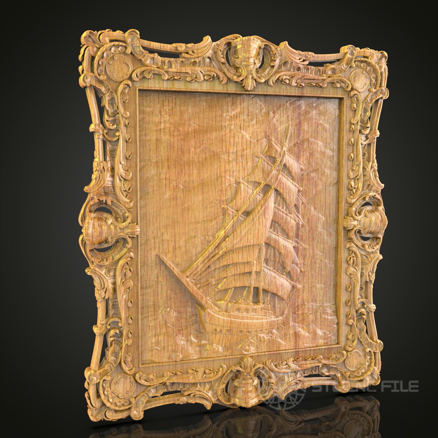 Sailing Ship 3D STL Model - CNC Router File for Nautical Wood Carving ...