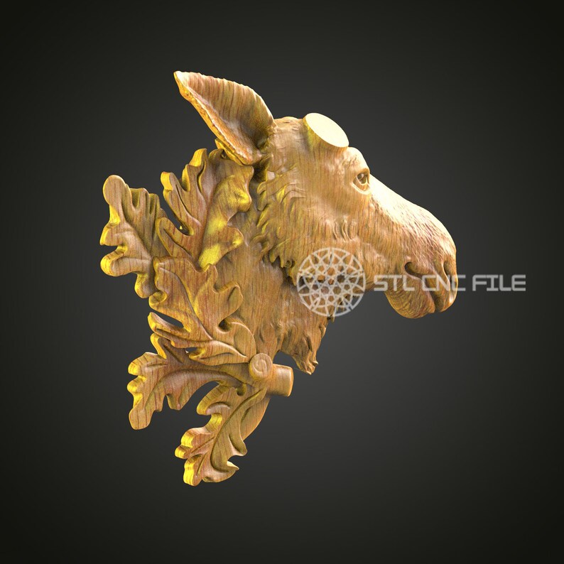 Moose Oak Wood Art - CNC Router STL Model, Wall Decor, Wood 3D Printing ...