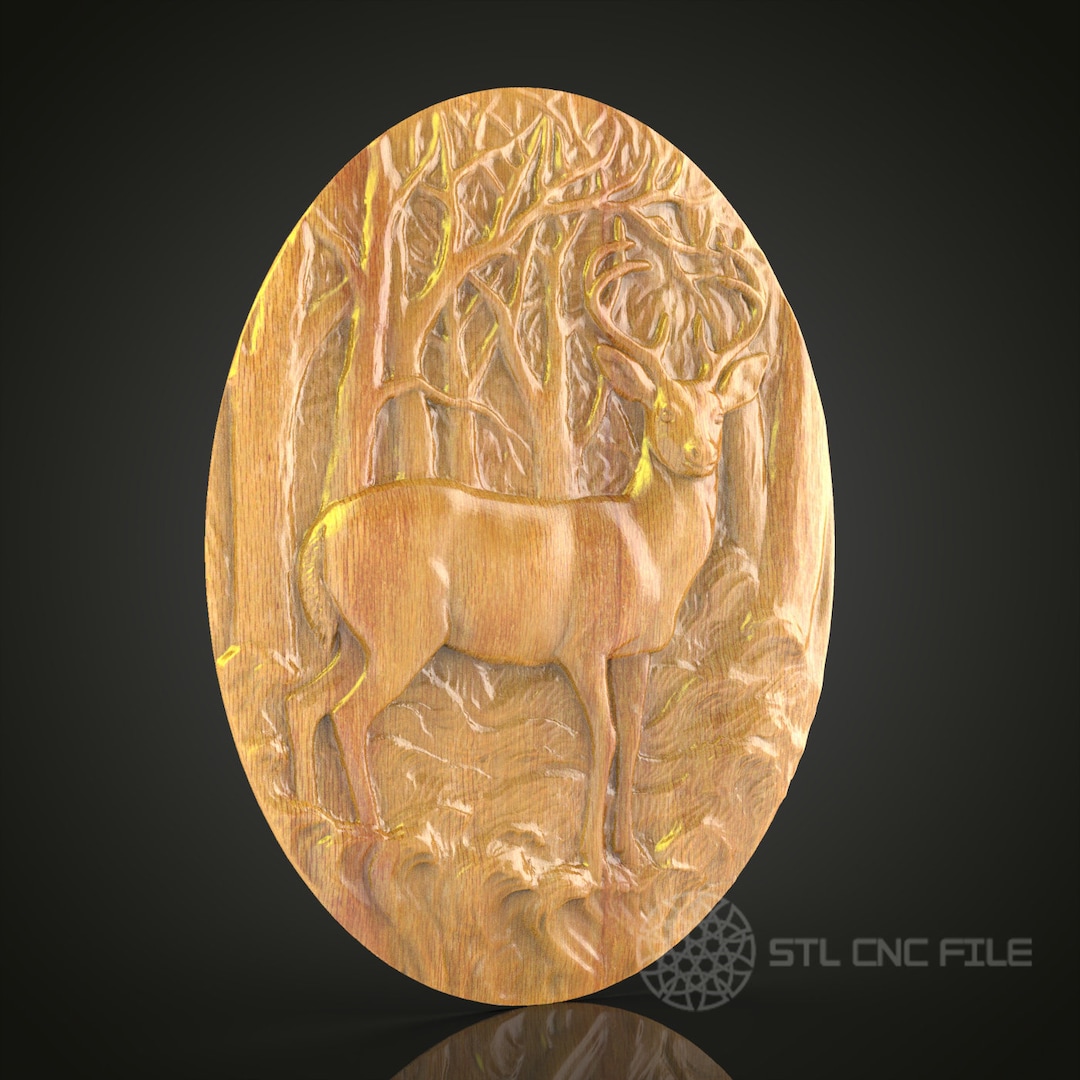 Deer in Forest Relief STL Model for CNC Routers - Artcam, Aspire Files ...