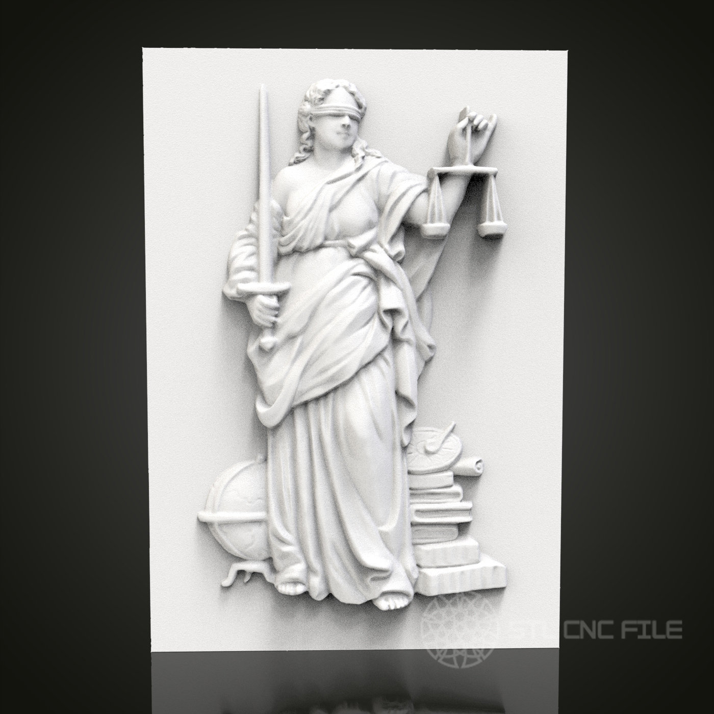 Lady Justice - 3D CNC Engraved Wood Panel, Artcam Aspire STL Model for ...