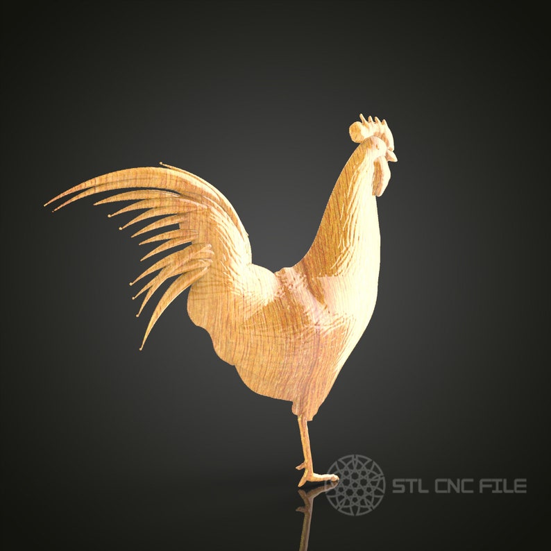 Rooster Silhouette STL File for CNC, 3D Wooden Animal Carving, Artcam ...