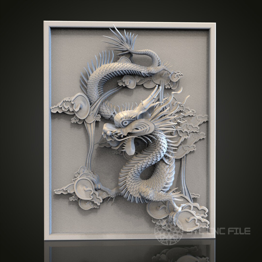 Dragon Relief Panel STL Model for CNC Router Engraver, Artcam, Aspire ...