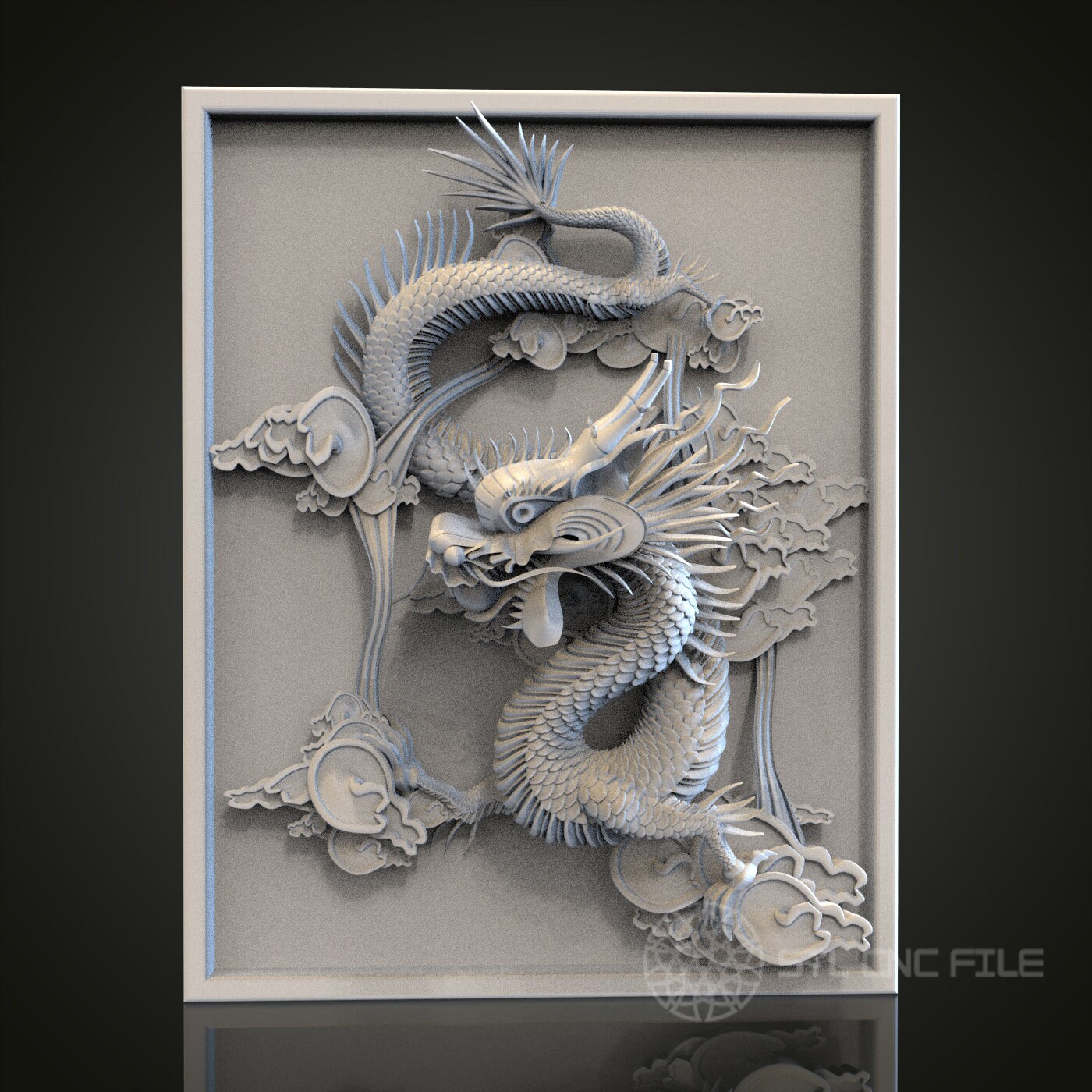Dragon Relief Panel STL Model for CNC Router Engraver, Artcam, Aspire ...