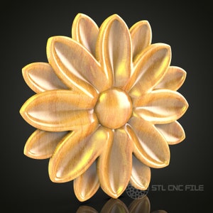 Radiant Daisy Flower STL Model, CNC Router Engraver File, Artcam Aspire ...