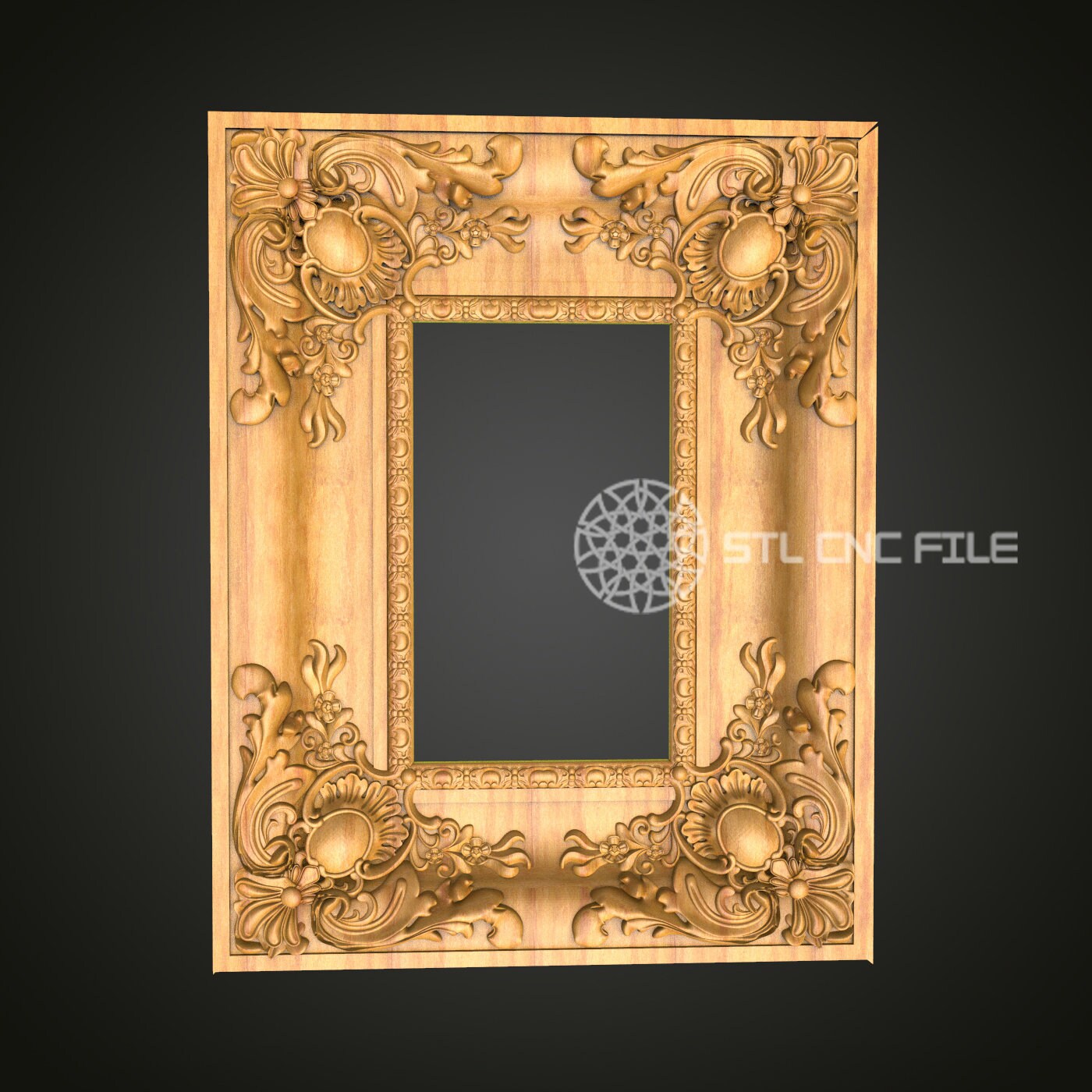 Exquisite Square Baroque Mirror Frame STL File, Ornate CNC Router ...