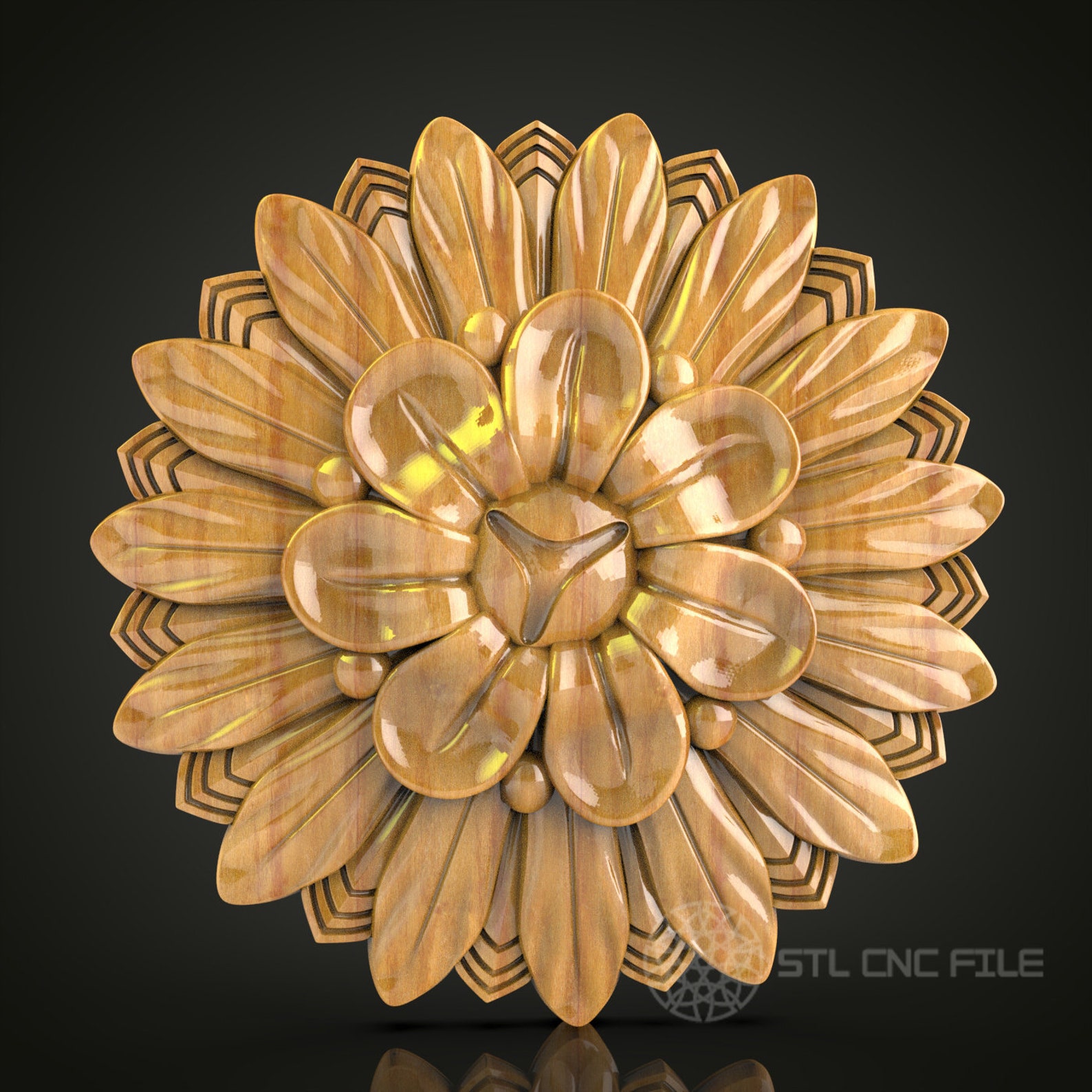 Layered Floral Medallion STL Model for CNC Router, Compatible With ...
