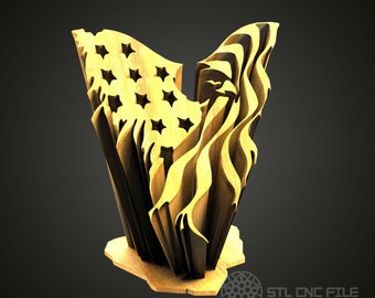 USA Flag STL Model for CNC Router, Wood Wall Art Files, Engraver Cnc ...
