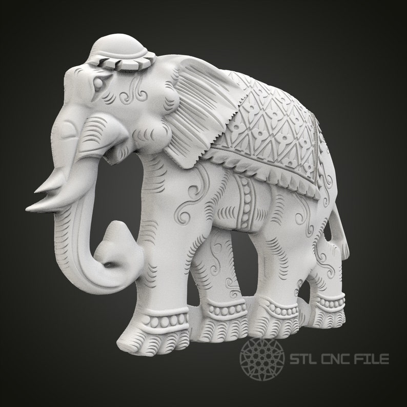 Ornate Elephant Statue STL Model for CNC Router Engraver, Artcam ...
