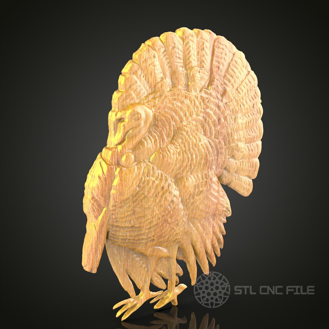 Elegant Turkey 3D Model for CNC Router - Artcam, Aspire, STL Files ...