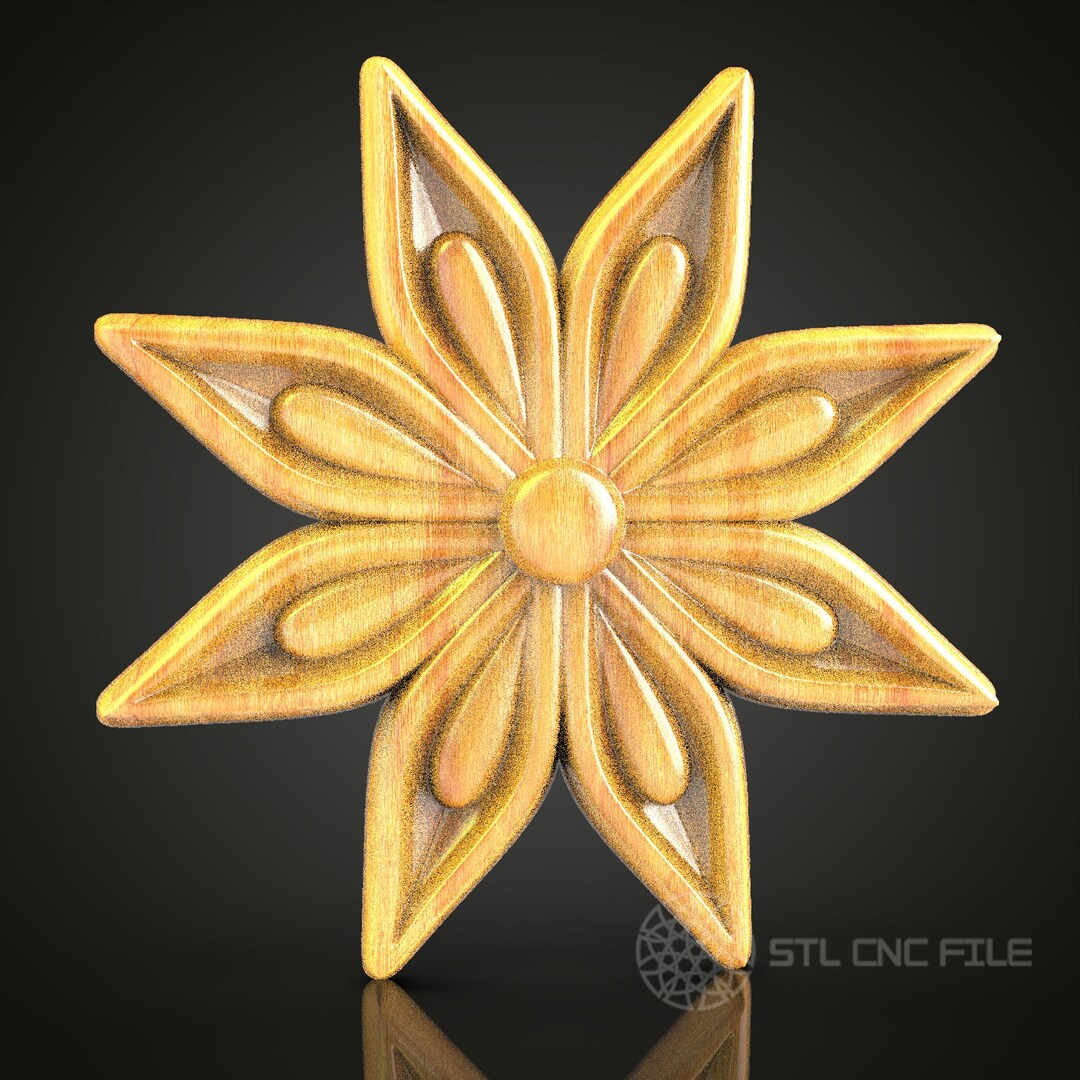 Star-shaped Floral STL Model for CNC Router, Compatible With Artcam ...