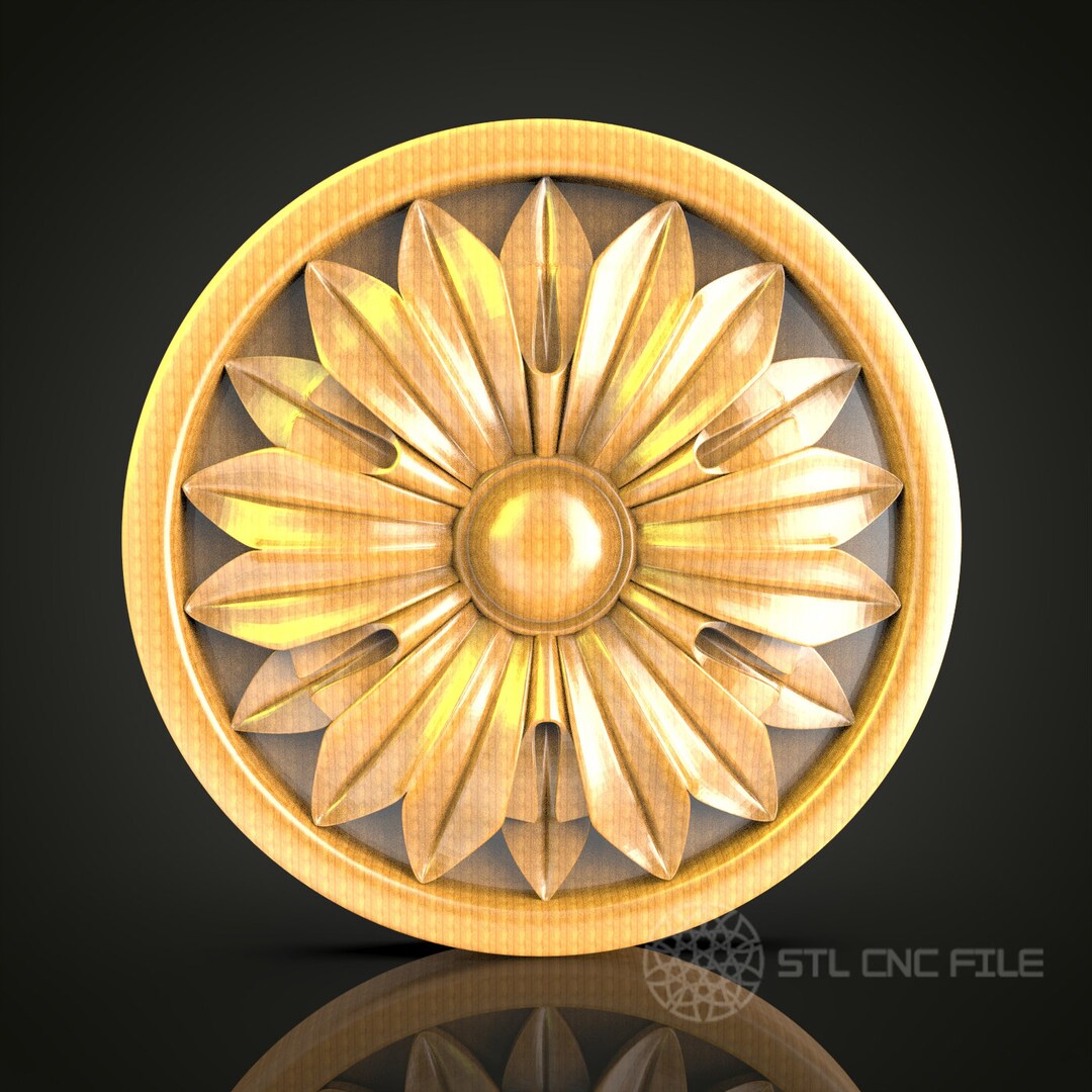 Sunburst Floral Medallion STL Model for CNC Router, Compatible With ...