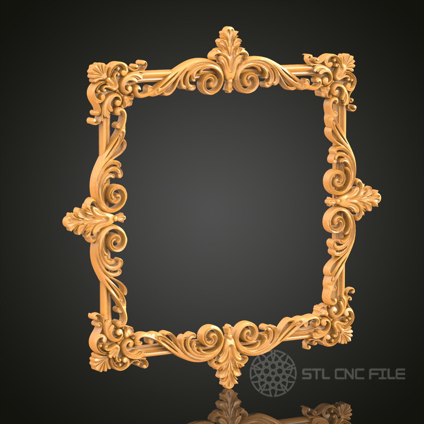 Lavish Floral Swirl Square Frame STL Model – Perfect for CNC and 3D ...