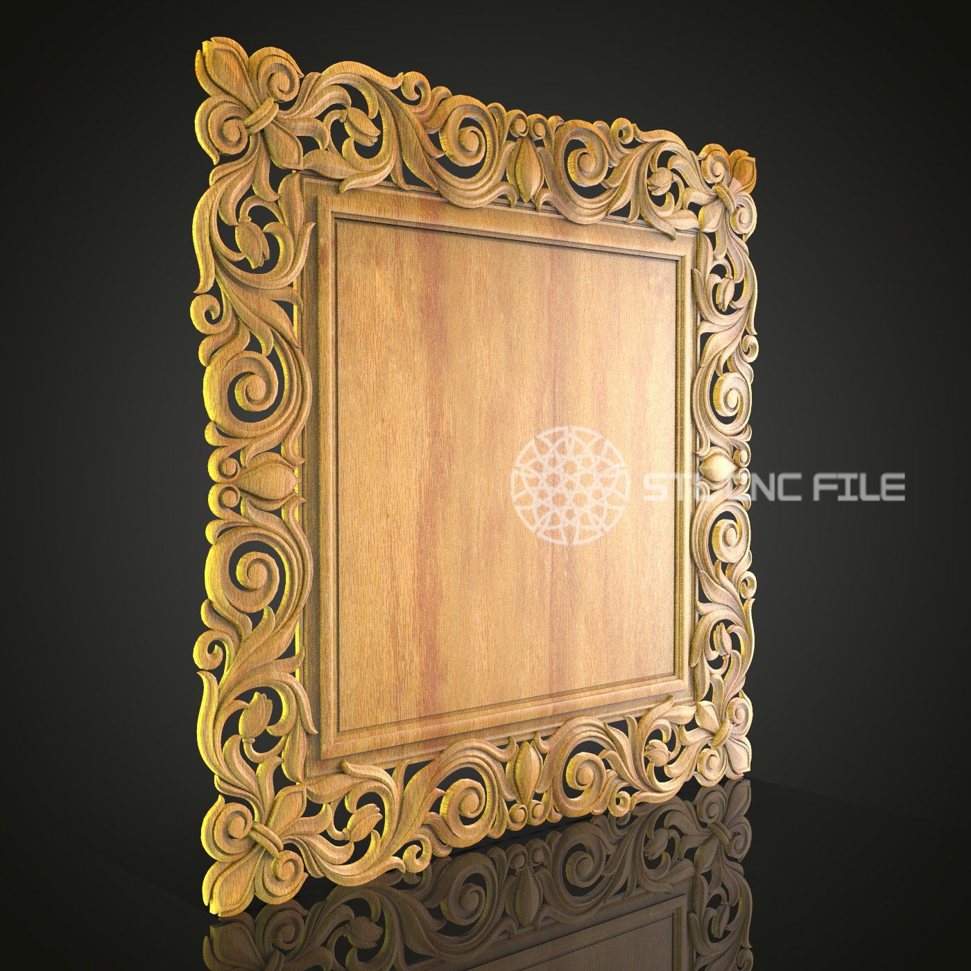 Ornate Wooden Frame CNC Engraved - Exquisite Wall Decor, Detailed ...