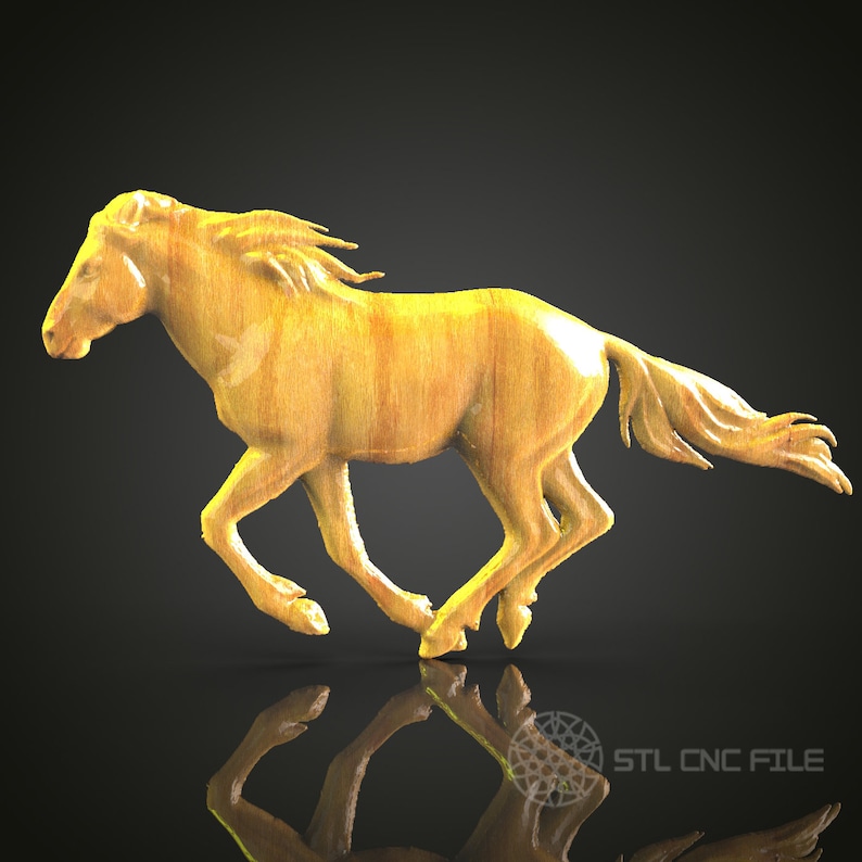 Galloping Horse 3D STL Model for CNC Router - Dynamic Equestrian Wood ...