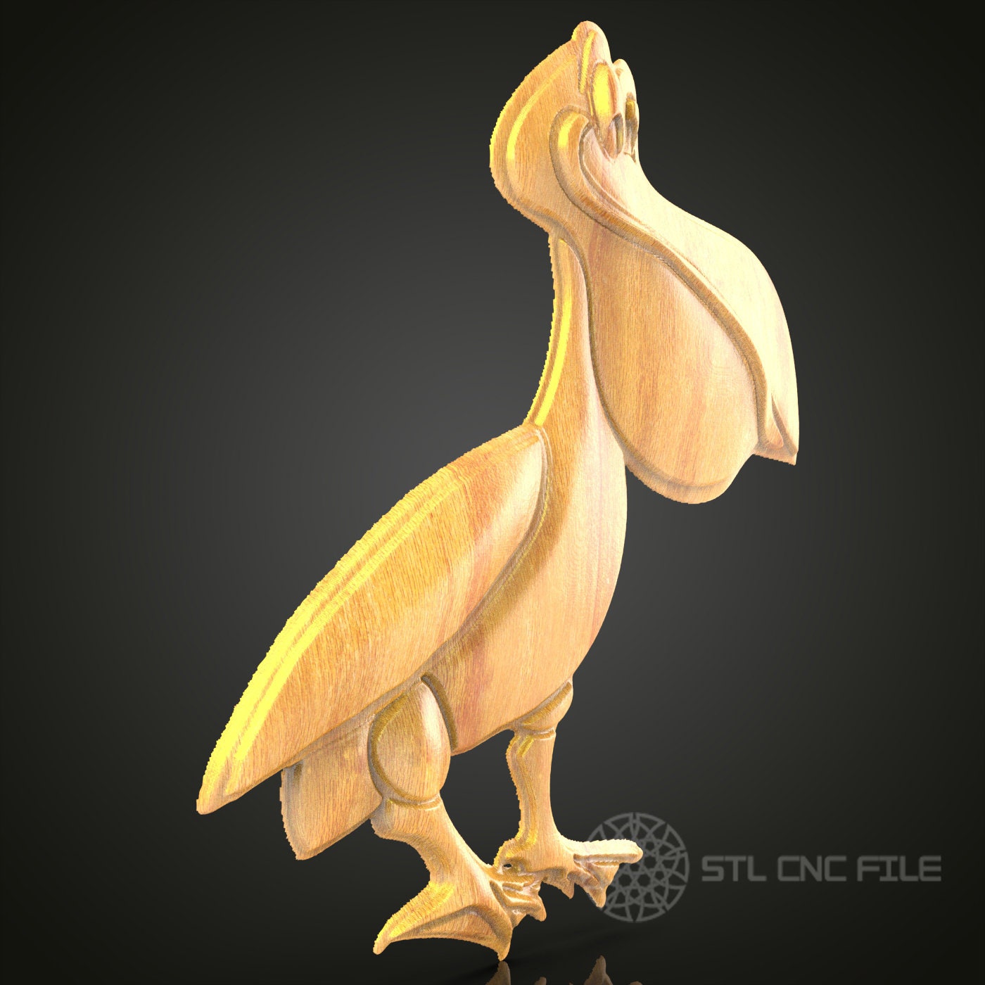 Whimsical Pelican STL File for CNC, 3D Wood Carving, Charming Bird Art ...