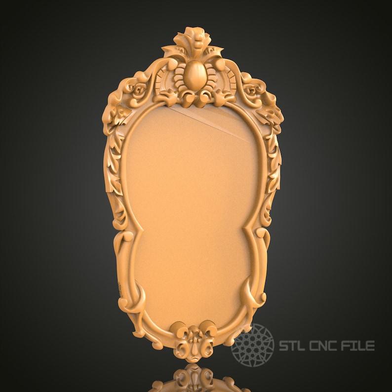 Floral Scrollwork Mirror Frame STL Model – Ideal for CNC and 3D Printing - Etsy