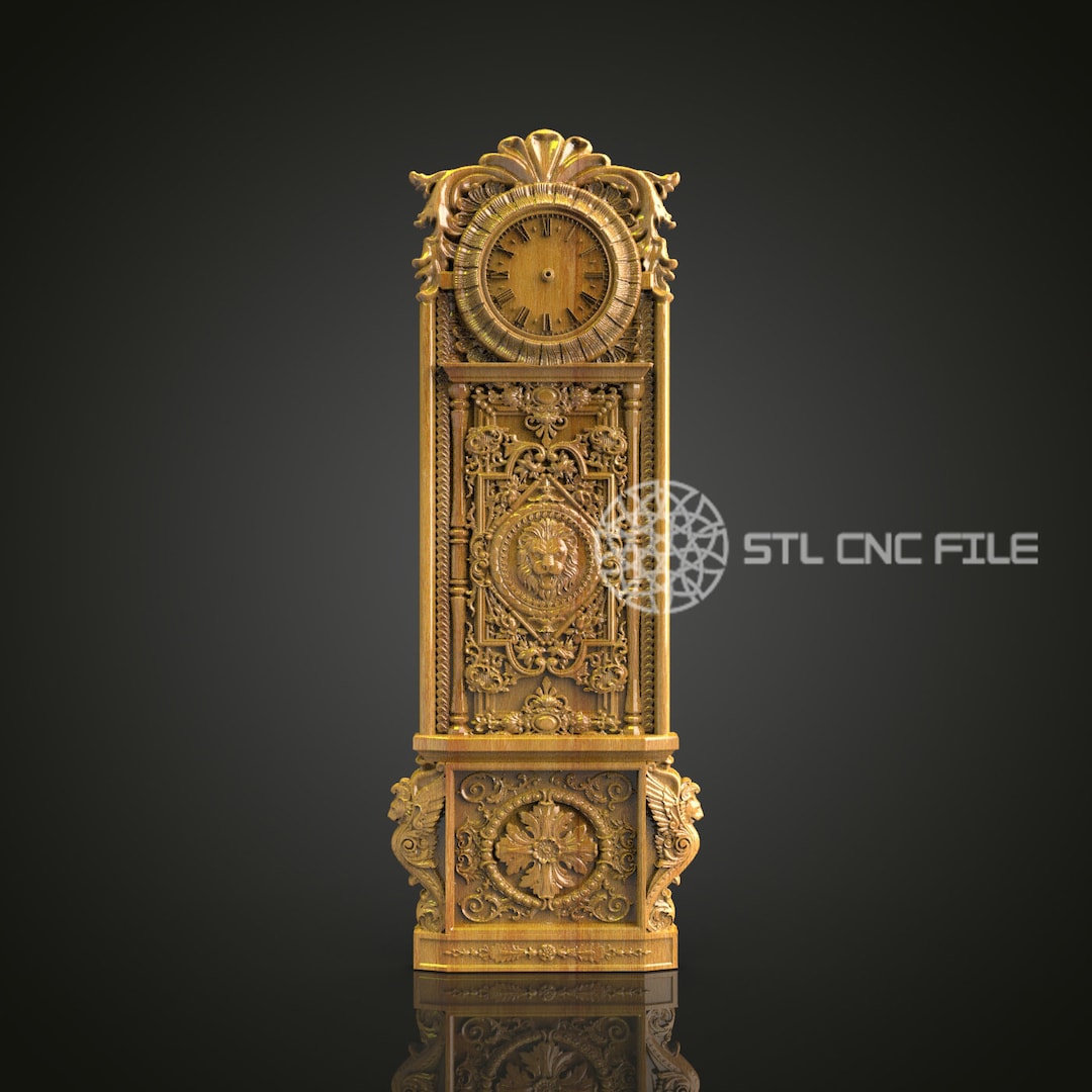 Vintage Grandfather Clock CNC Model, Artcam Aspire STL, Elegant Wall ...