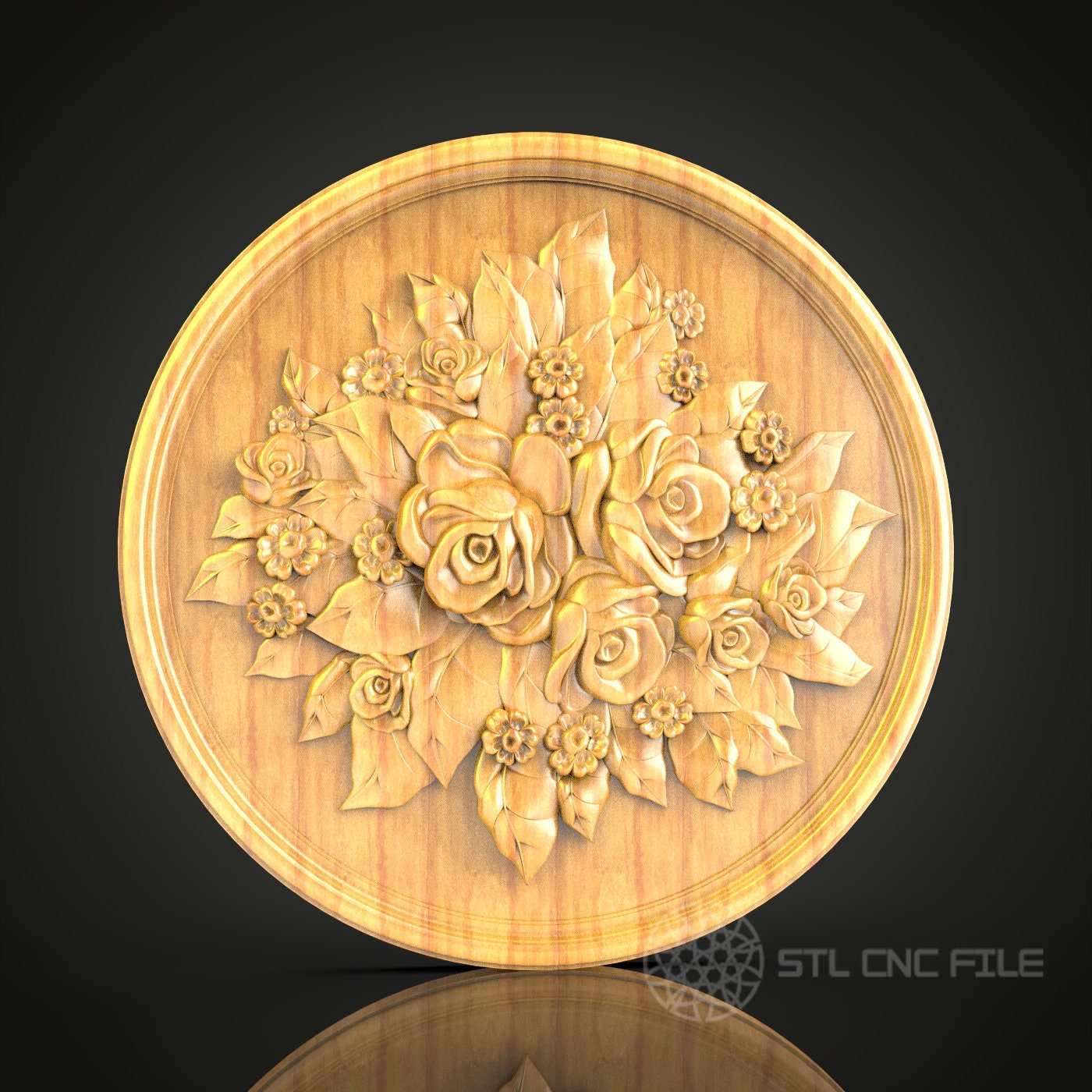 Exquisite Rose Bouquet Wall Art - 3D STL File for CNC Engraving, Wood ...