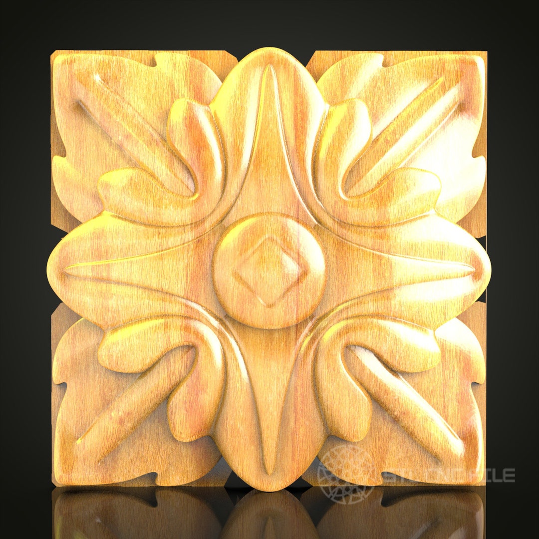 Symmetric Floral Square STL Model for CNC Router, Compatible With ...
