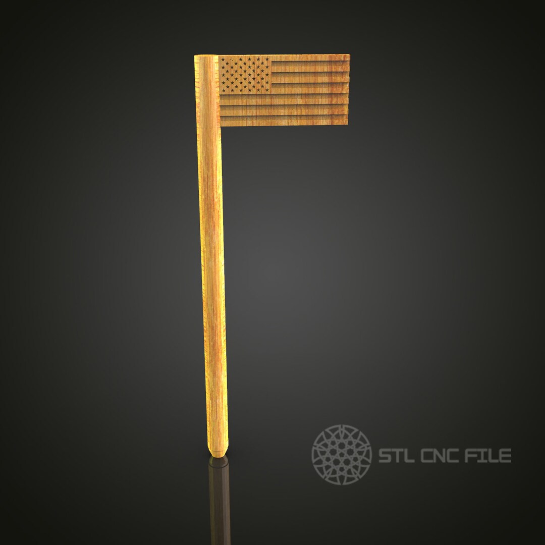American Flag on Pole STL Model: CNC Router Engraver File - Etsy